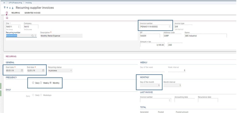 How to Create Recurring Supplier Invoices in Sage X3